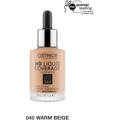 CATRICE Тональная эмульсия HD Liquid Coverage Foundation, 30 мл/130 г, оттенок: 040 Warm Beige