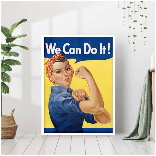 Постер "Мы сможем" 40 на 50 в белой рамке / Картина для интерьера / Плакат / Постер на стену / Интерьерные картины