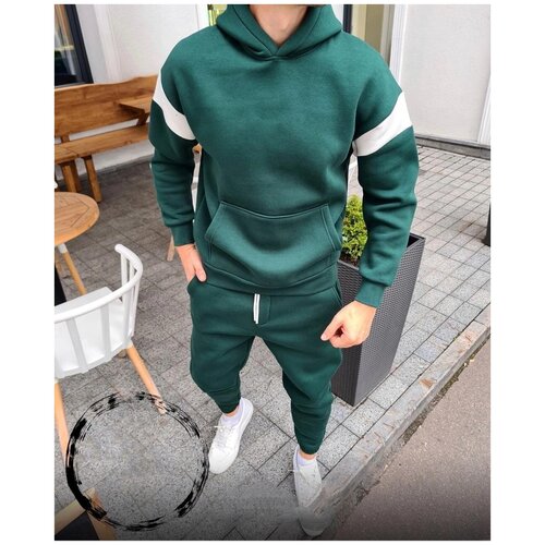 Костюм Jools Fashion мужской спортивный летний худи и штаны, размер 54, зеленый