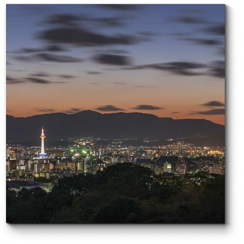 Модульная картина Неповторимая панорама ночного Киото 110x110