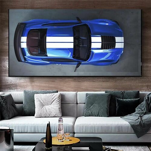Интерьерная картина машина синяя 3D Sport Car 50х80 см. арт Машина_14_50х80
