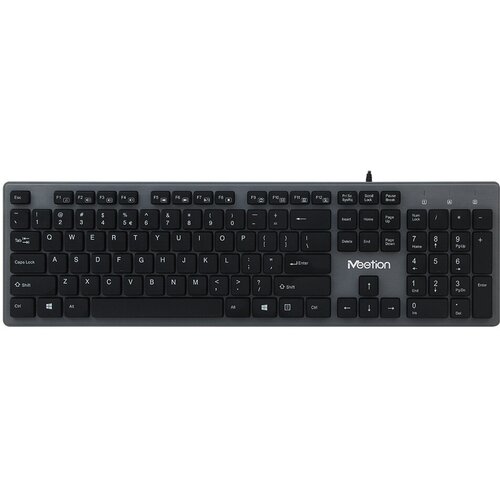 Проводная ультратонкая клавиатура MeeTion, USB, 1.5 м, мембранная, латиница/кириллица {MT-K841}