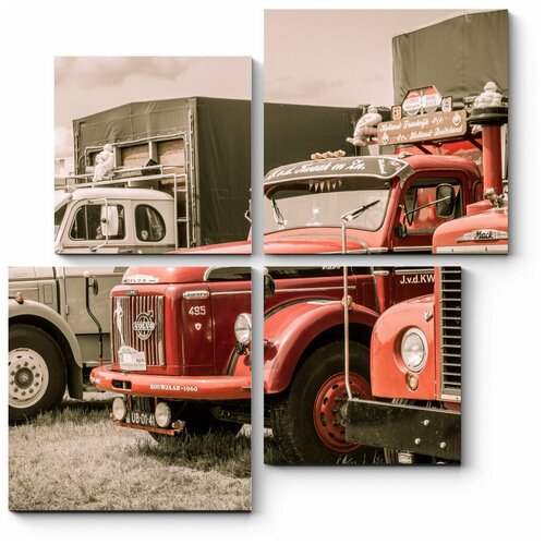 Модульная картина Красные грузовики 80x80