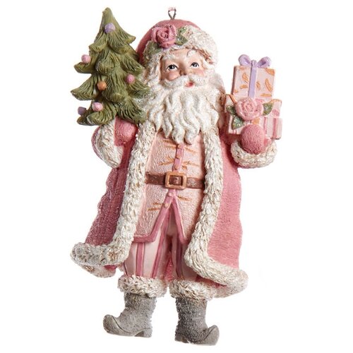Kurts Adler Елочная игрушка Санта с елочкой - Purpurina Rosa 13 см, подвеска E0528