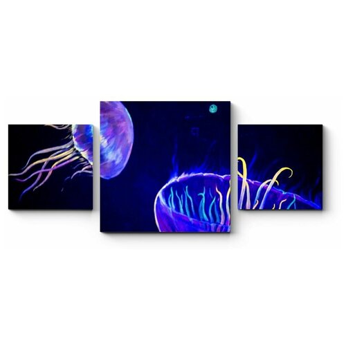 Модульная картина Сияющие медузы190x81