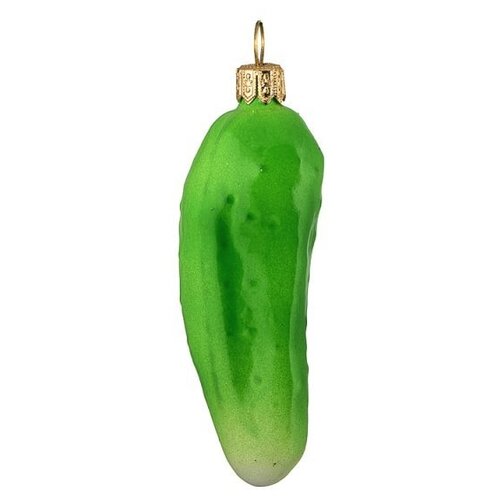 Елочная игрушка Елочка Огурец С441, зеленый, 8.5 см