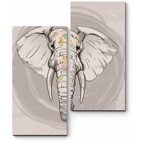 Модульная картина Стильный слон 50x63