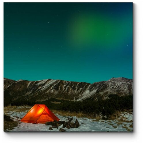 Модульная картина Палатка под северным небом 70x70