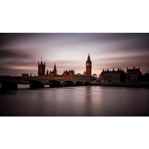 Картина на холсте 60x110 LinxOne "Англия вечер сумерки лондон" интерьерная для дома / на стену / на кухню / с подрамником