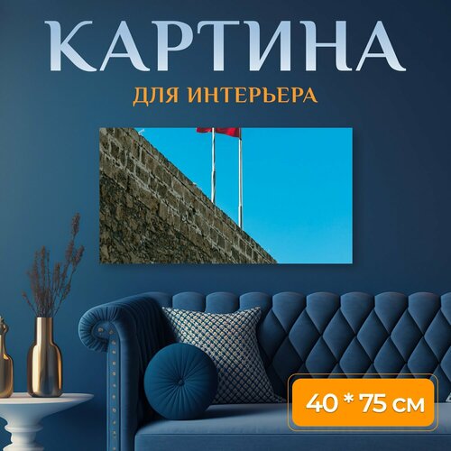 Картина на холсте "Кипр, флаг, турция" на подрамнике 75х40 см. для интерьера
