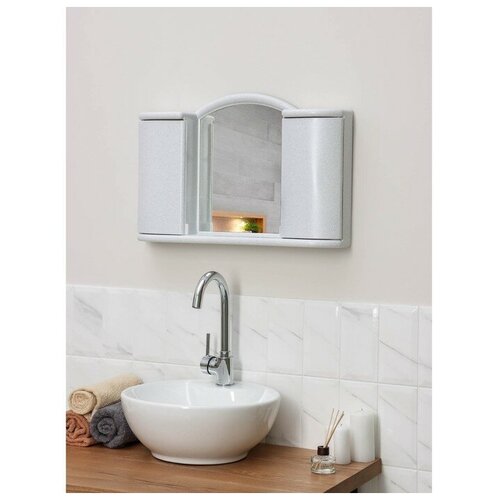 Шкафчик зеркальный для ванной комнаты «Арго», цвет белый мрамор