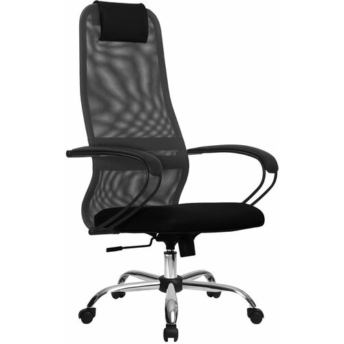 Кресло руководителя Метта SU-B-8/подл.130/осн.003 Черный, ткань / Темно-серый, сетка