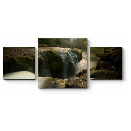 Модульная картина Лесной водопад 80x34