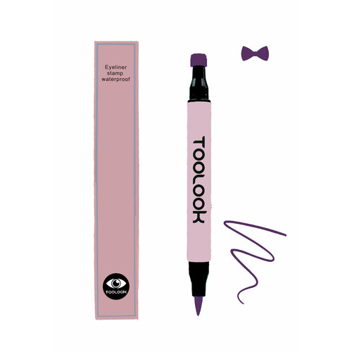 Цветная подводка фломастер для глаз со штампом Бант, фиолетовая, TooLook
