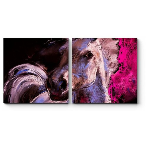 Модульная картина Портрет белой лошади 60x30