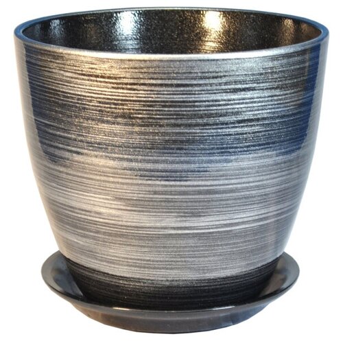 Горшок керамический Бутон, диаметр 15 см, 2 л, цвета черный, серебро