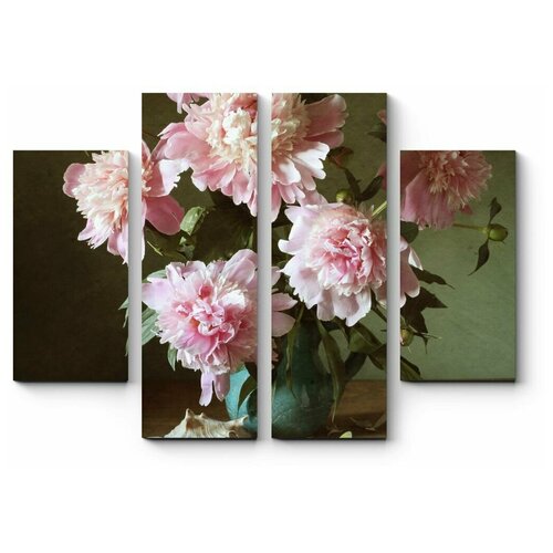 Модульная картина Розовые пионы 110x83