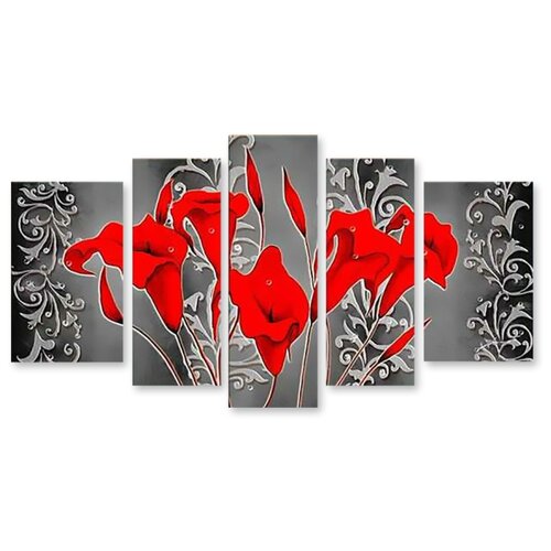 Модульная картина на холсте "Красные каллы" 120x67 см