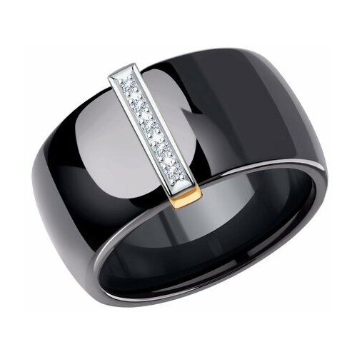 Кольцо Diamant online, красное золото, 585 проба, бриллиант, керамика, размер 18