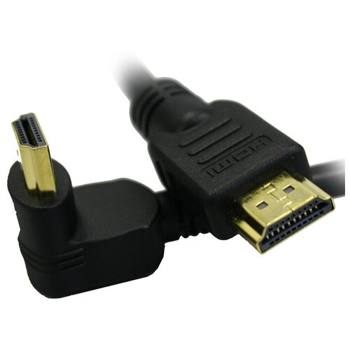 Кабель HDMI-HDMI v1.4 3.0м черный, зол. конт, экран, углов. разъем