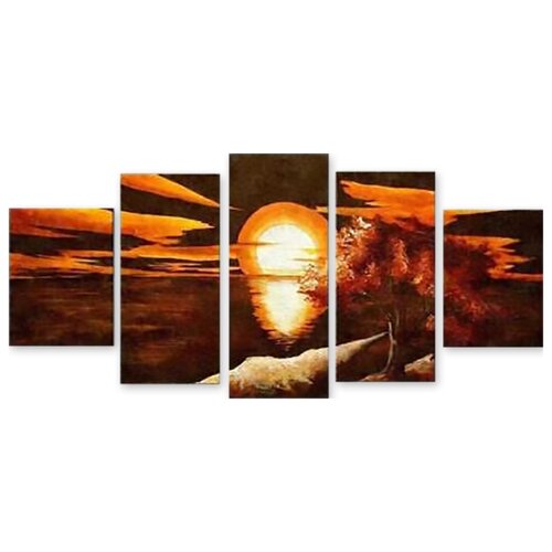 Модульная картина на холсте "Заход солнца" 170x82 см
