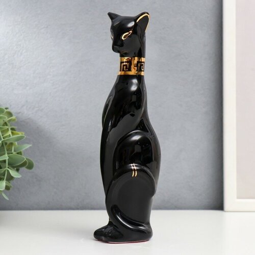 SUI Сувенир керамика "Кошка египетская, чёрная" 21х5,5х6 см