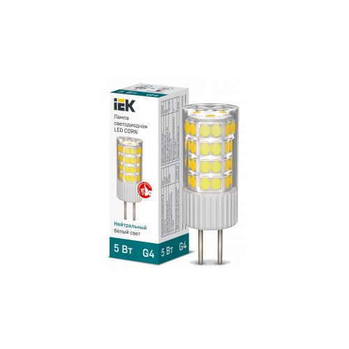 Лампа светодиодная CORN 5Вт капсула 4000К G4 230В керамика | код LLE-CORN-5-230-40-G4 | IEK (8шт. в упак.)