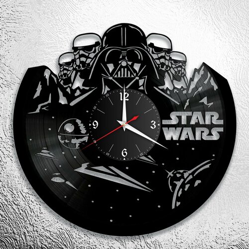 Настенные часы из виниловой пластинки с изображением персонажей Звездных Войн/Star Wars
