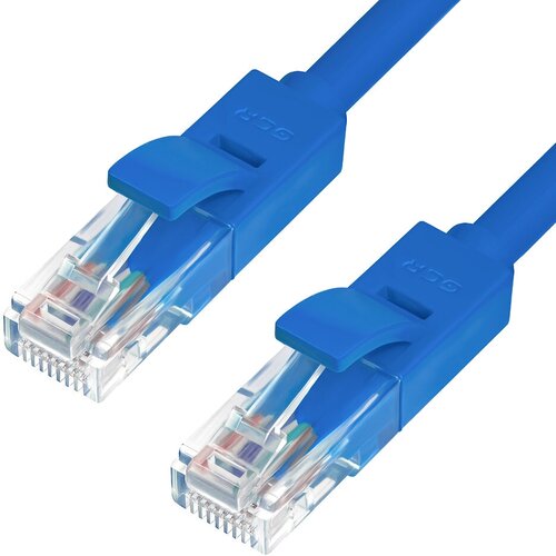 GCR Патч-корд прямой 15.0m UTP кат.5e, синий, 24 AWG, литой, ethernet high speed 1 Гбит/с, RJ45, T568B