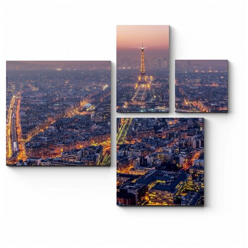 Модульная картина Сумеречный Париж 162x135