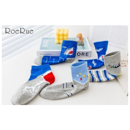 Носки RoeRue 5 пар, размер 10-12 лет, голубой, синий