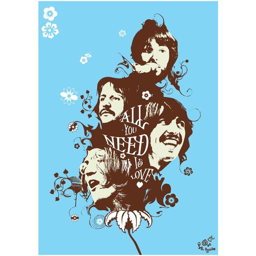 Постер / Плакат / Картина The Beatles - Афиша 50х70 см в раме