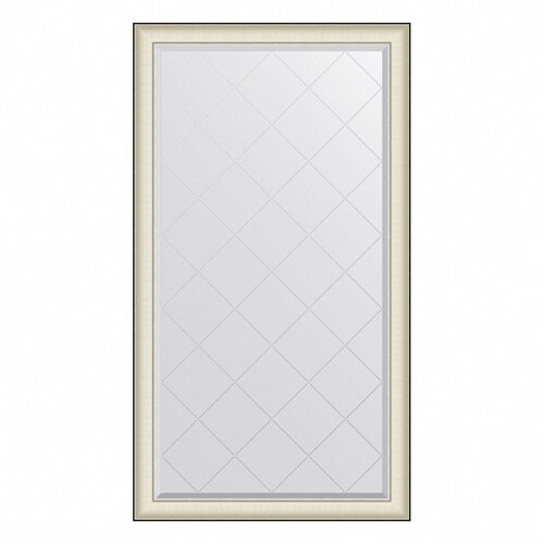 Зеркало Evoform Exclusive-G 94x169, с гравировкой, в багетной раме, белая кожа с хромом 78мм BY 4574