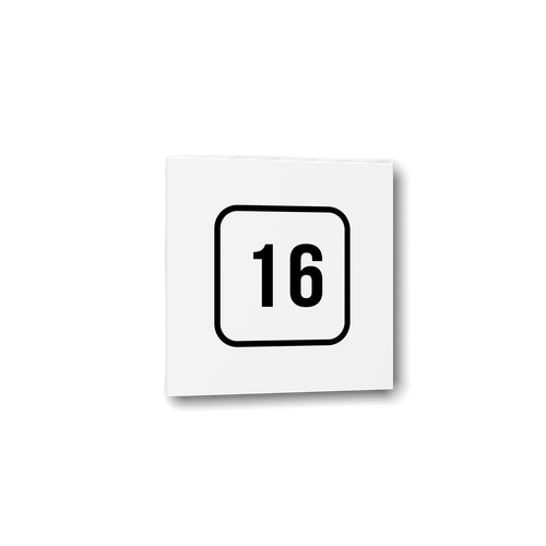 Табличка "16", Глянцевая линейка, цвет Белый, 10 см х 10 см