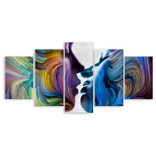 Модульная картина на холсте "Красочный поцелуй" 90x45 см