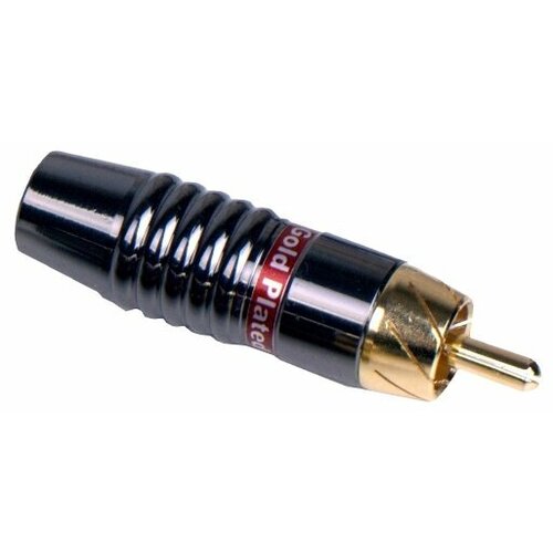 INVOTONE RCA500M/RD кабельный разъем RCA (тюльпан), папа, позолоченый, металл, красная маркировка