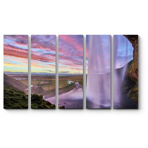 Модульная картина Красивый закат на водопаде140x84