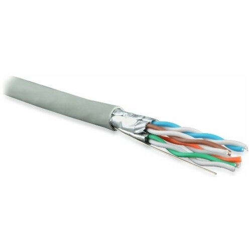 Кабель витая пара Hyperline U/FTP, категория 6A, 4 пары (23 AWG), одножильный (solid), каждая пара в экране, без общего экрана, внутренний, серый