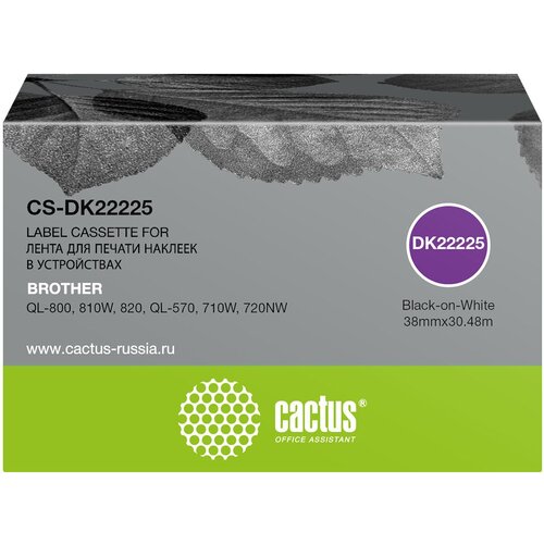 Картридж ленточный Cactus CS-DK22225 DK-22225 черный для Brother QL-800, 810W, 820, QL-570, 710W, 72