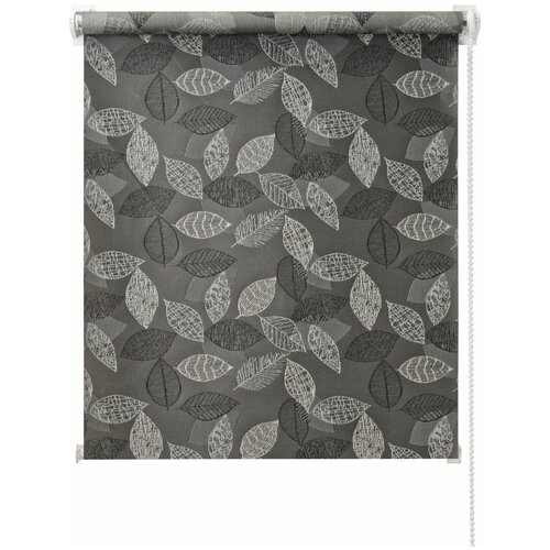Рулонная штора ПраймДекор "Листья", серый, 80х170