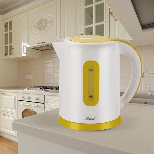 Электрический чайник Maestro MR-040-WHITE, желтый/белый, пластик, 1,7 литра