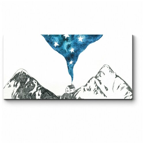 Модульная картина Домик в горах 90x45
