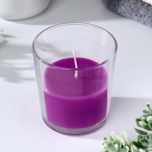 Свеча в гладком стакане ароматизированная "Горная лаванда", 2 штуки
