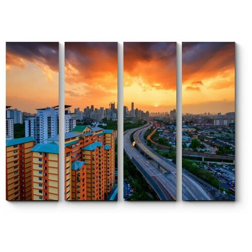 Модульная картина Пылающий закат над Куала-Лумпур60x45