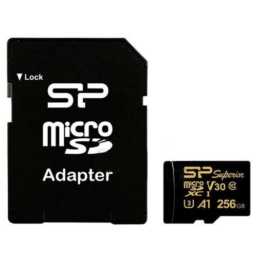 Карта памяти 256Gb - Silicon Power Superior Golden A1 MicroSDXC Class 10 UHS-I U3 A1 SP256GBSTXDV3V1GSP с адаптером SD (Оригинальная!)