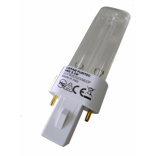 Бактерицидная одноцокольная ртутная газоразрядная лампа низкого давления OSRAM HNS S 5W G23 для стериализаторов