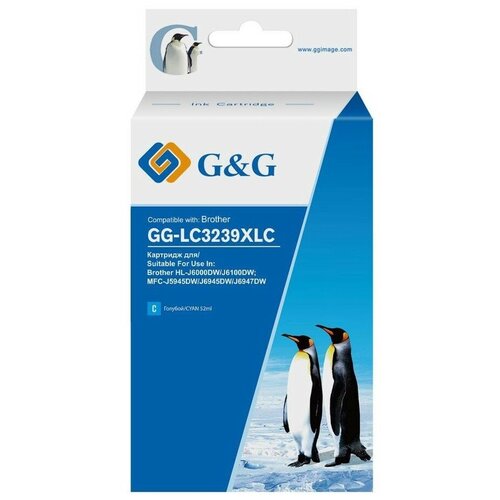 Картридж струйный G&G LC3239XLC голубой Увеличенной емкости 52 мл, 5000 стр. для Brother (GG-LC3239XLC)