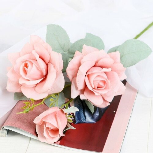 Poetry in flowers Цветы искусственные "Роза Терция" 12х60 см, розовый