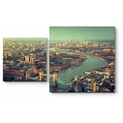 Модульная картина Величественная Темза с высоты птичьего полета, Лондон 150x90