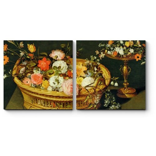 Модульная картина Корзинка с розами50x25